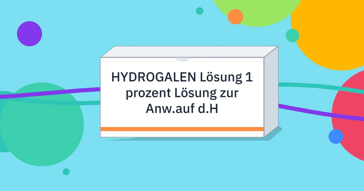 Symbolbild: Packung mit der Aufschrift HYDROGALEN Lösung 1 prozent Lösung zur Anw.auf d.H (PZN 01356443) – Verfügbarkeit und Bezug in Apotheken in Frankfurt am Main
