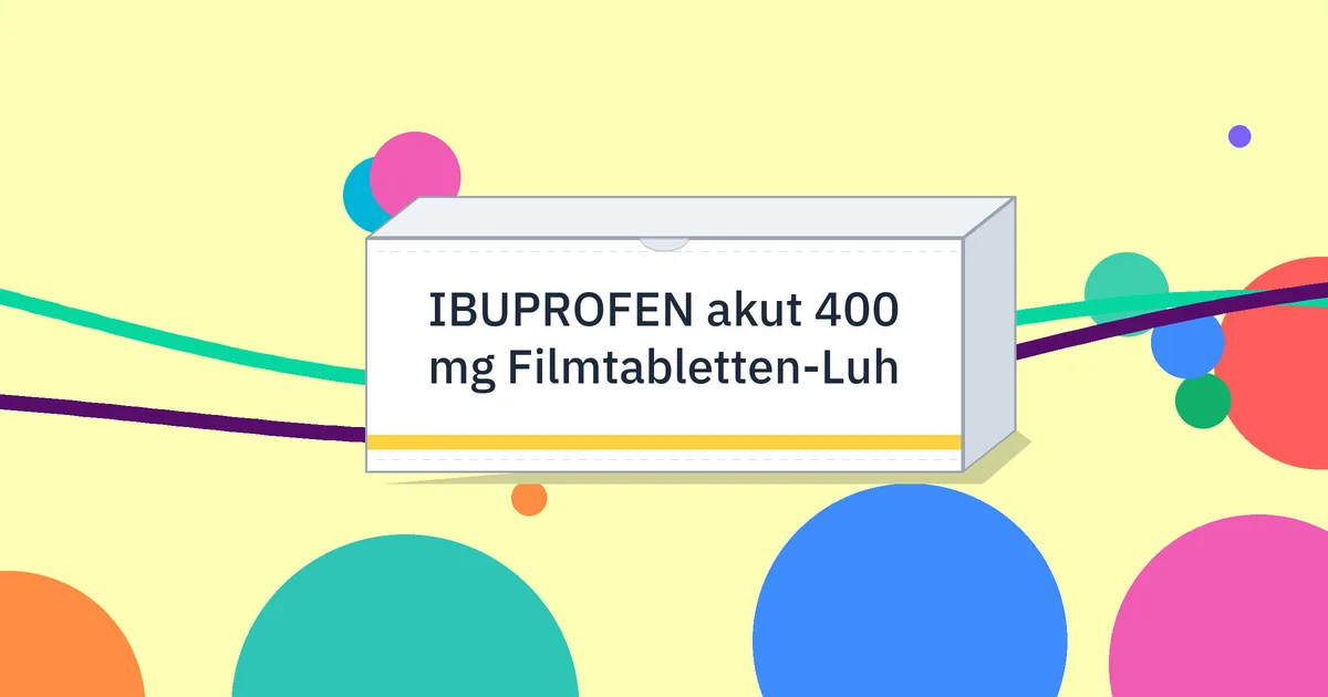 Symbolbild: Packung mit der Aufschrift IBUPROFEN akut 400 mg Filmtabletten-Luh (PZN 04584883) – Verfügbarkeit und Bezug in Apotheken in Frankfurt am Main