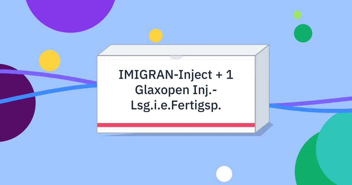 Symbolbild: Packung mit der Aufschrift IMIGRAN-Inject + 1 Glaxopen Inj.-Lsg.i.e.Fertigsp. (PZN 15258796) – Verfügbarkeit und Bezug in Apotheken in Frankfurt am Main