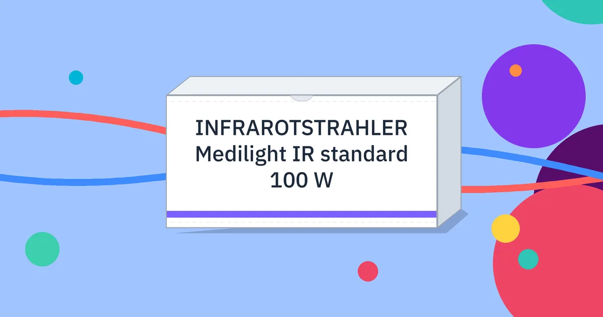 Symbolbild: Packung mit der Aufschrift INFRAROTSTRAHLER Medilight IR standard 100 W (PZN 01850634) – Verfügbarkeit und Bezug in Apotheken in Frankfurt am Main