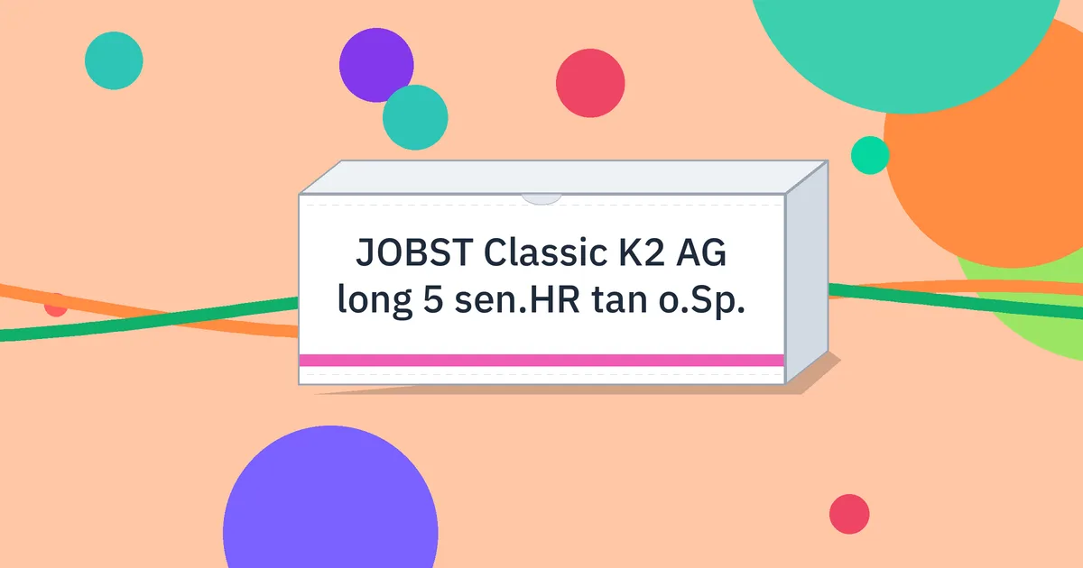 Symbolbild: Packung mit der Aufschrift JOBST Classic K2 AG long 5 sen.HR tan o.Sp. (PZN 17958859) – Verfügbarkeit und Bezug in Apotheken in Frankfurt am Main
