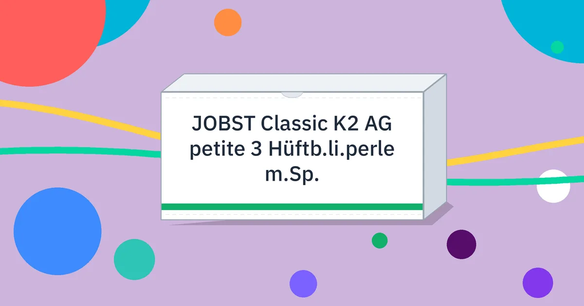 Symbolbild: Packung mit der Aufschrift JOBST Classic K2 AG petite 3 Hüftb.li.perle m.Sp. (PZN 13064214) – Verfügbarkeit und Bezug in Apotheken in Frankfurt am Main
