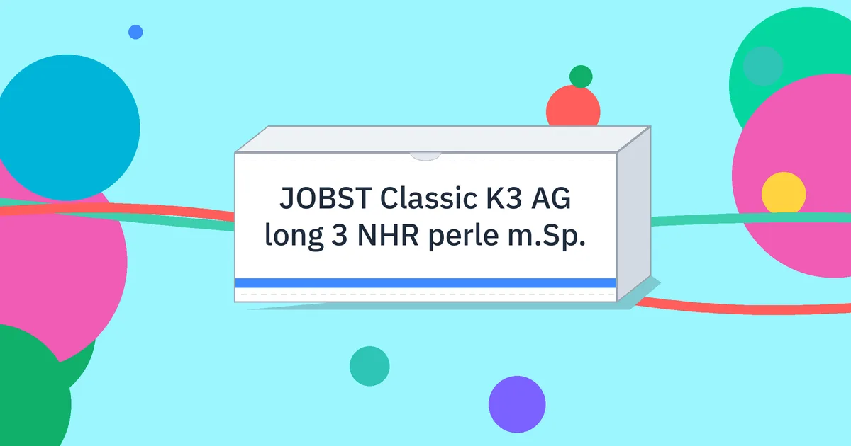 Symbolbild: Packung mit der Aufschrift JOBST Classic K3 AG long 3 NHR perle m.Sp. (PZN 13071579) – Verfügbarkeit und Bezug in Apotheken in Frankfurt am Main