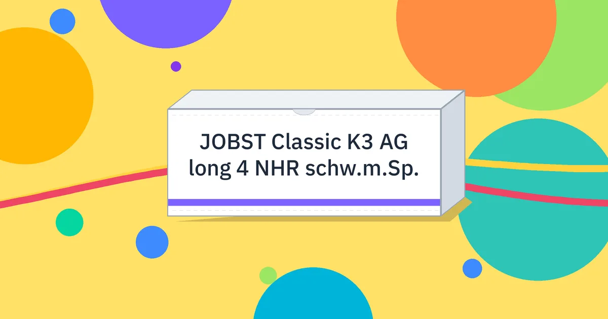 Symbolbild: Packung mit der Aufschrift JOBST Classic K3 AG long 4 NHR schw.m.Sp. (PZN 13071740) – Verfügbarkeit und Bezug in Apotheken in Frankfurt am Main
