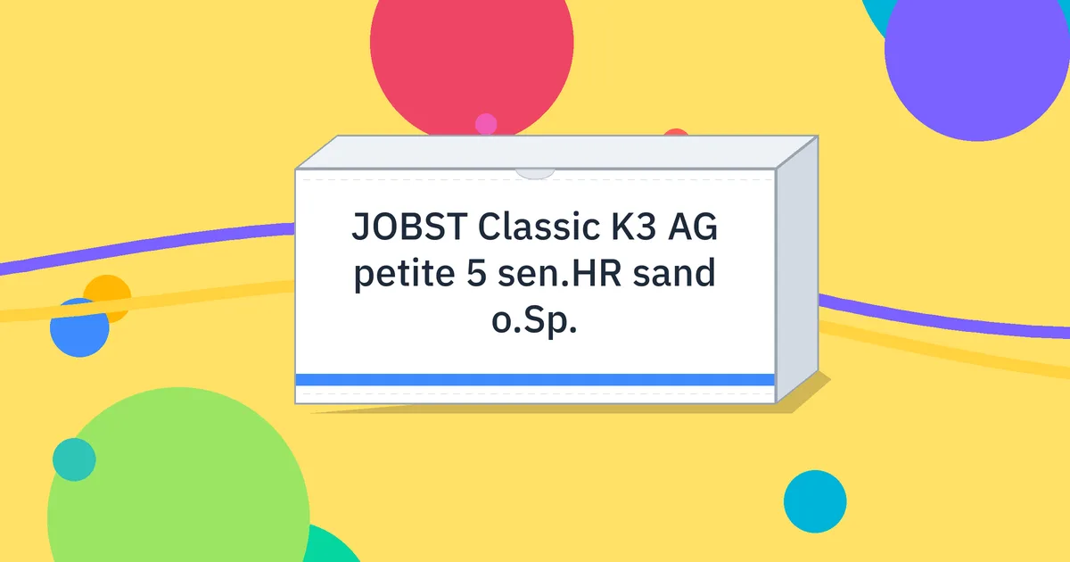 Symbolbild: Packung mit der Aufschrift JOBST Classic K3 AG petite 5 sen.HR sand o.Sp. (PZN 17956286) – Verfügbarkeit und Bezug in Apotheken in Frankfurt am Main