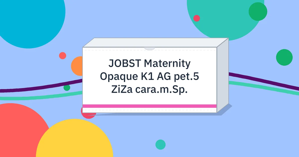 Symbolbild: Packung mit der Aufschrift JOBST Maternity Opaque K1 AG pet.5 ZiZa cara.m.Sp. (PZN 15850307) – Verfügbarkeit und Bezug in Apotheken in Frankfurt am Main