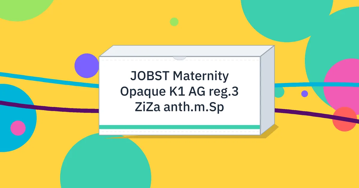 Symbolbild: Packung mit der Aufschrift JOBST Maternity Opaque K1 AG reg.3 ZiZa anth.m.Sp (PZN 15854653) – Verfügbarkeit und Bezug in Apotheken in Frankfurt am Main