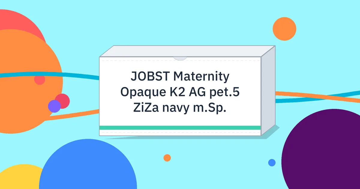 Symbolbild: Packung mit der Aufschrift JOBST Maternity Opaque K2 AG pet.5 ZiZa navy m.Sp. (PZN 15860837) – Verfügbarkeit und Bezug in Apotheken in Frankfurt am Main