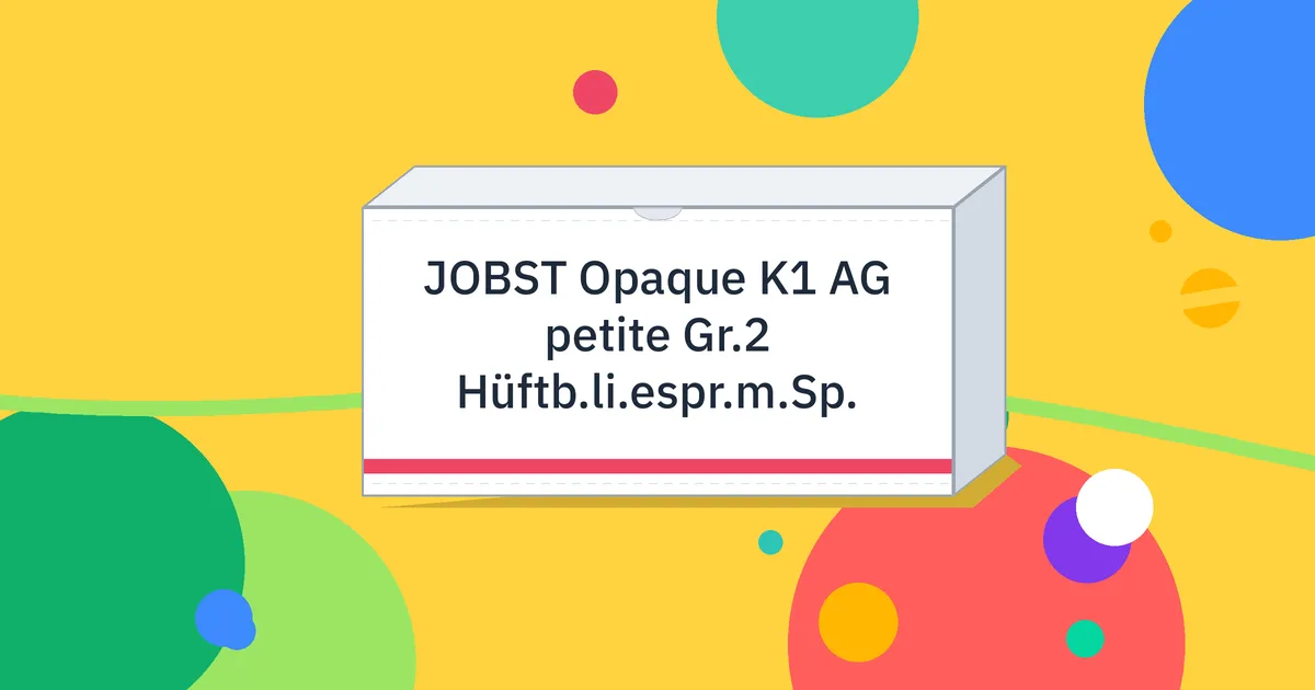 Symbolbild: Packung mit der Aufschrift JOBST Opaque K1 AG petite Gr.2 Hüftb.li.espr.m.Sp. (PZN 16274018) – Verfügbarkeit und Bezug in Apotheken in Frankfurt am Main