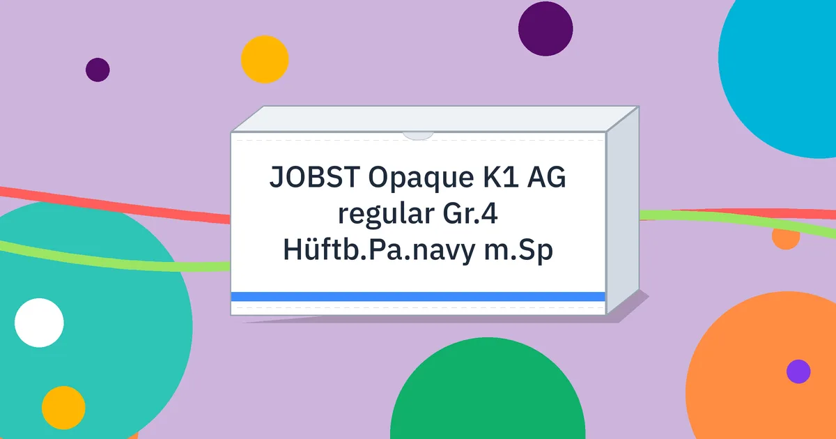 Symbolbild: Packung mit der Aufschrift JOBST Opaque K1 AG regular Gr.4 Hüftb.Pa.navy m.Sp (PZN 13100499) – Verfügbarkeit und Bezug in Apotheken in Frankfurt am Main