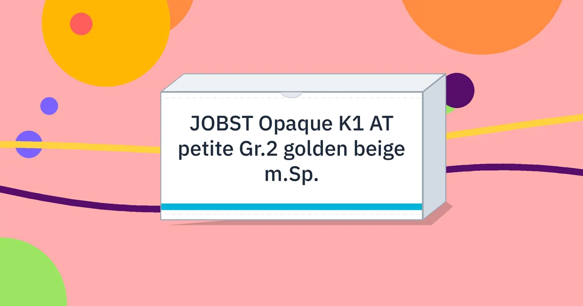 Symbolbild: Packung mit der Aufschrift JOBST Opaque K1 AT petite Gr.2 golden beige m.Sp. (PZN 16276170) – Verfügbarkeit und Bezug in Apotheken in Frankfurt am Main