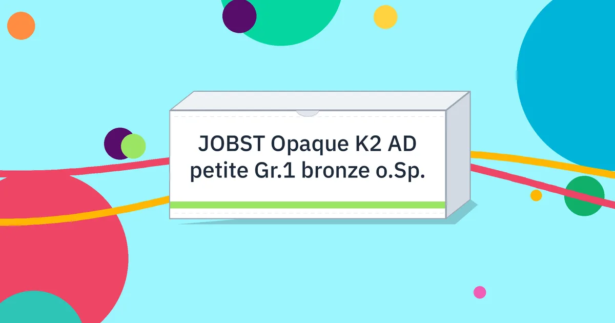 Symbolbild: Packung mit der Aufschrift JOBST Opaque K2 AD petite Gr.1 bronze o.Sp. (PZN 13109425) – Verfügbarkeit und Bezug in Apotheken in Frankfurt am Main