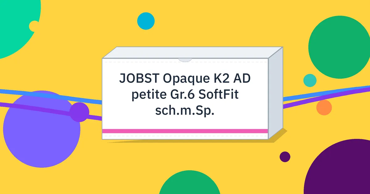Symbolbild: Packung mit der Aufschrift JOBST Opaque K2 AD petite Gr.6 SoftFit sch.m.Sp. (PZN 11250674) – Verfügbarkeit und Bezug in Apotheken in Frankfurt am Main