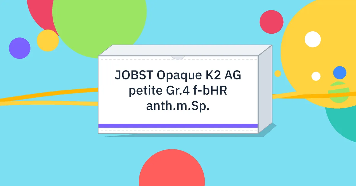 Symbolbild: Packung mit der Aufschrift JOBST Opaque K2 AG petite Gr.4 f-bHR anth.m.Sp. (PZN 16286240) – Verfügbarkeit und Bezug in Apotheken in Frankfurt am Main