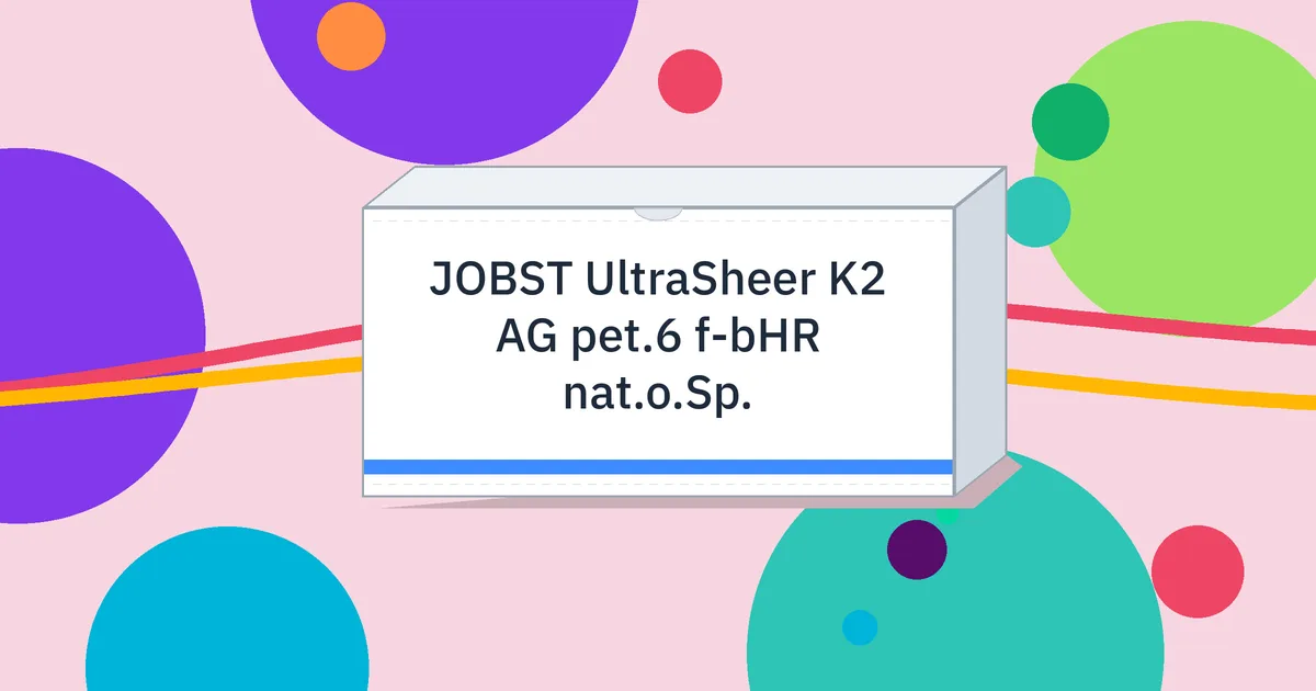 Symbolbild: Packung mit der Aufschrift JOBST UltraSheer K2 AG pet.6 f-bHR nat.o.Sp. (PZN 11263085) – Verfügbarkeit und Bezug in Apotheken in Frankfurt am Main