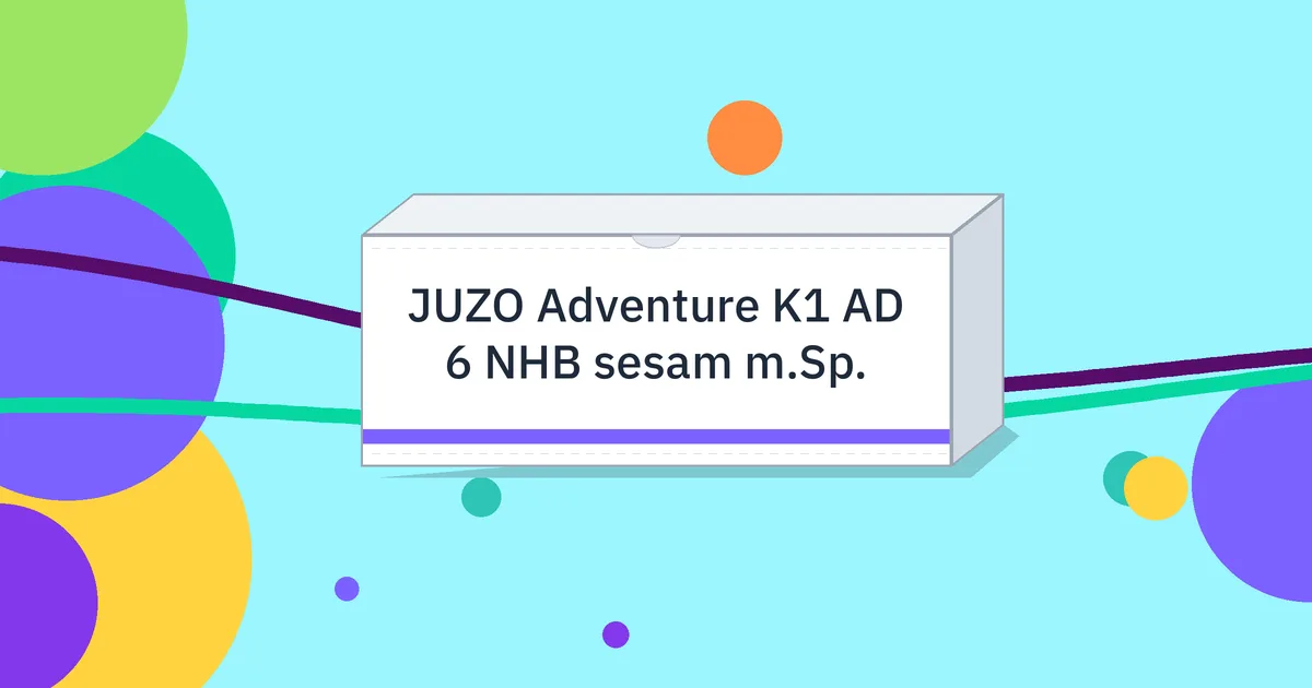 Symbolbild: Packung mit der Aufschrift JUZO Adventure K1 AD 6 NHB sesam m.Sp. (PZN 16491767) – Verfügbarkeit und Bezug in Apotheken in Frankfurt am Main