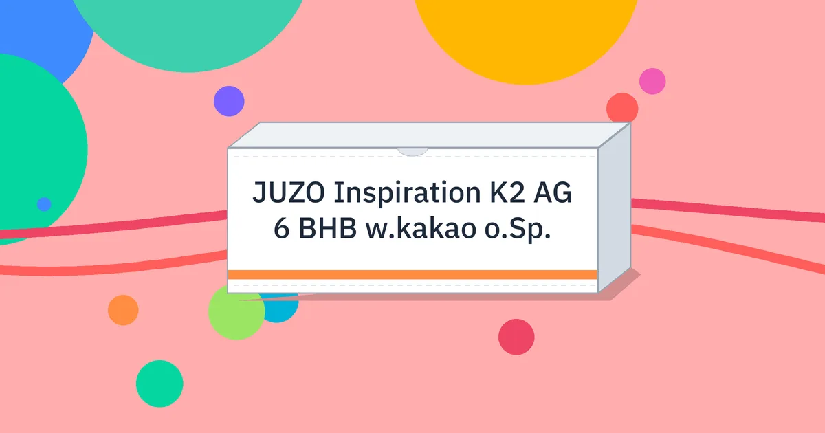 Symbolbild: Packung mit der Aufschrift JUZO Inspiration K2 AG 6 BHB w.kakao o.Sp. (PZN 14849667) – Verfügbarkeit und Bezug in Apotheken in Frankfurt am Main