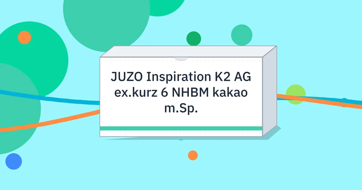 Symbolbild: Packung mit der Aufschrift JUZO Inspiration K2 AG ex.kurz 6 NHBM kakao m.Sp. (PZN 14925612) – Verfügbarkeit und Bezug in Apotheken in Frankfurt am Main