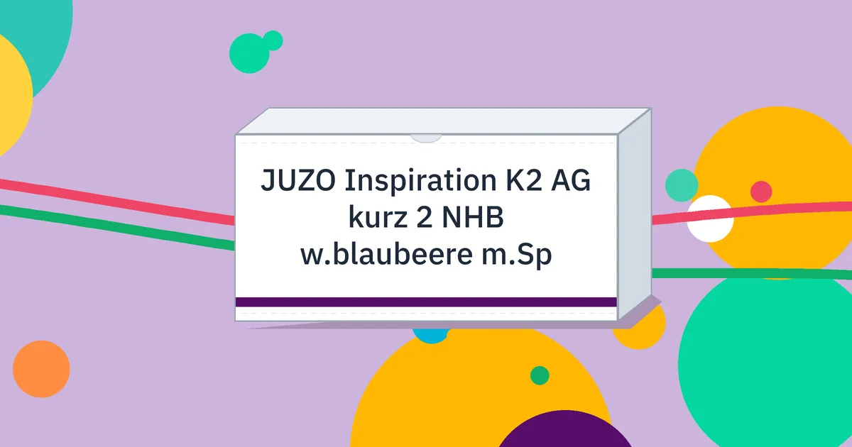 Symbolbild: Packung mit der Aufschrift JUZO Inspiration K2 AG kurz 2 NHB w.blaubeere m.Sp (PZN 14947677) – Verfügbarkeit und Bezug in Apotheken in Frankfurt am Main