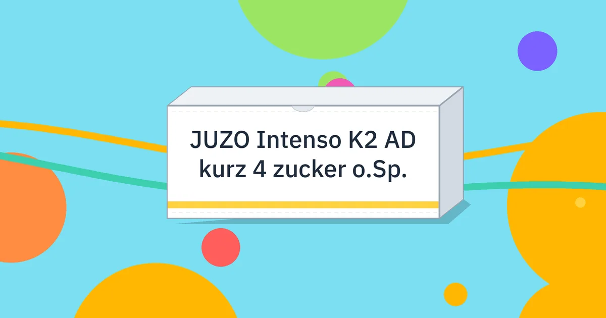 Symbolbild: Packung mit der Aufschrift JUZO Intenso K2 AD kurz 4 zucker o.Sp. (PZN 18617830) – Verfügbarkeit und Bezug in Apotheken in Frankfurt am Main