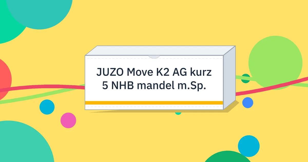 Symbolbild: Packung mit der Aufschrift JUZO Move K2 AG kurz 5 NHB mandel m.Sp. (PZN 16637202) – Verfügbarkeit und Bezug in Apotheken in Frankfurt am Main