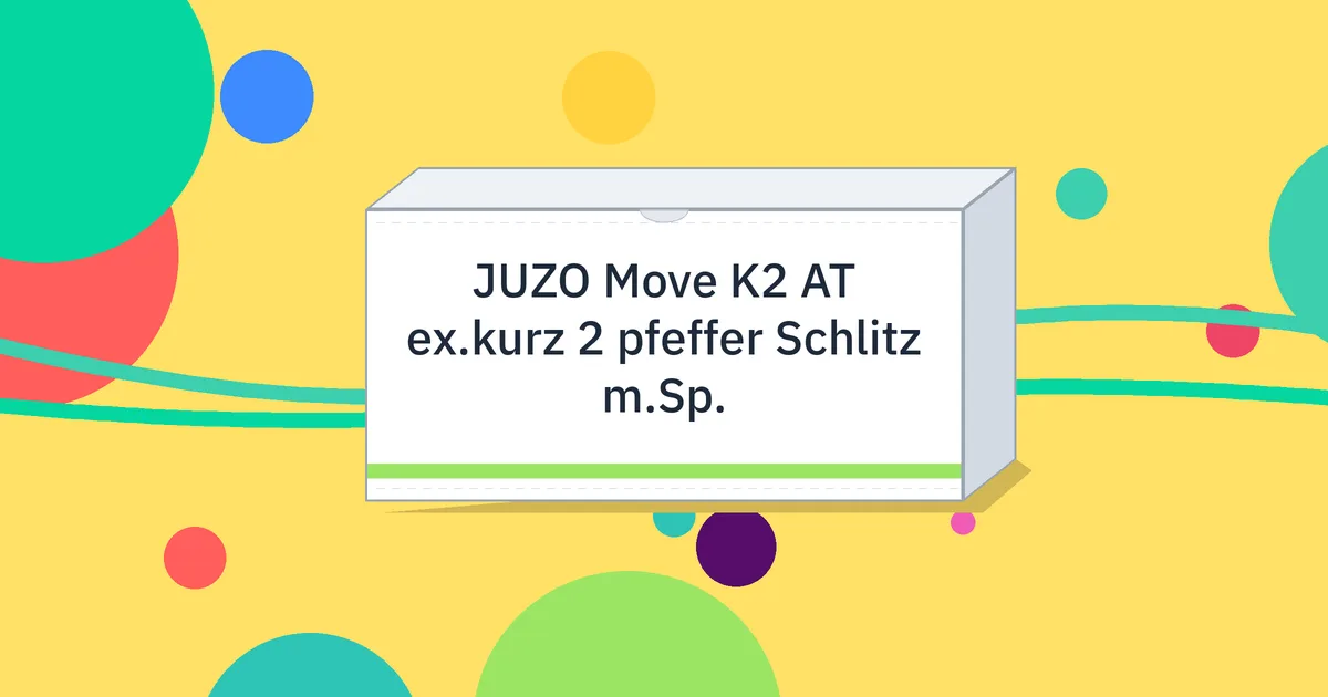 Symbolbild: Packung mit der Aufschrift JUZO Move K2 AT ex.kurz 2 pfeffer Schlitz m.Sp. (PZN 20671618) – Verfügbarkeit und Bezug in Apotheken in Frankfurt am Main