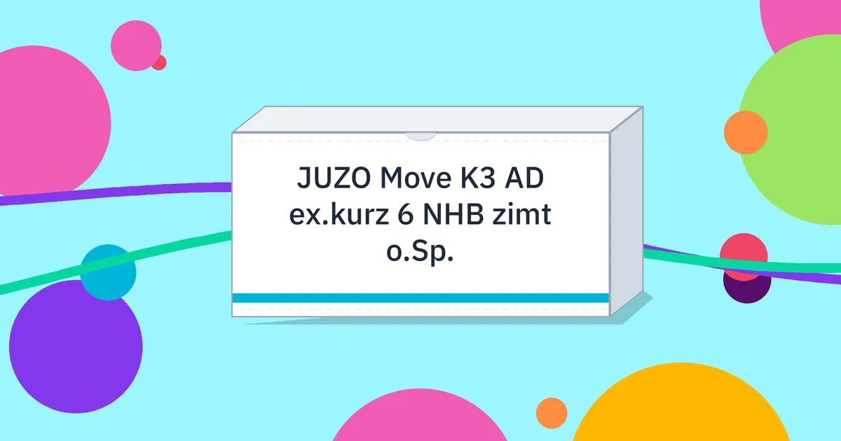 Symbolbild: Packung mit der Aufschrift JUZO Move K3 AD ex.kurz 6 NHB zimt o.Sp. (PZN 18570146) – Verfügbarkeit und Bezug in Apotheken in Frankfurt am Main