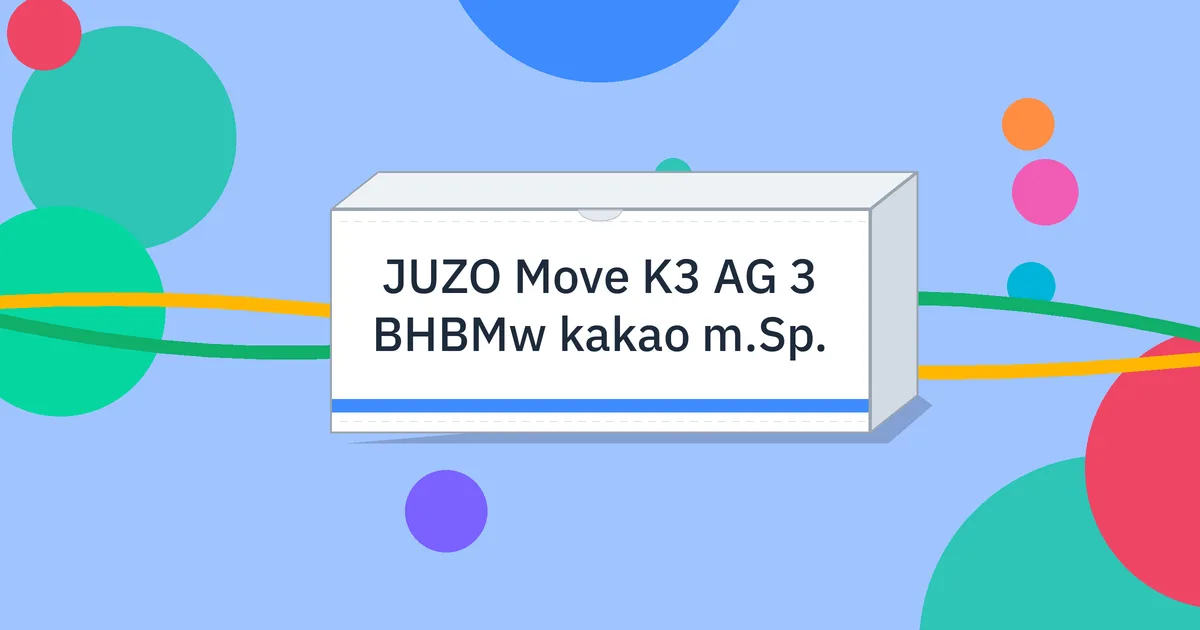 Symbolbild: Packung mit der Aufschrift JUZO Move K3 AG 3 BHBMw kakao m.Sp. (PZN 18588235) – Verfügbarkeit und Bezug in Apotheken in Frankfurt am Main