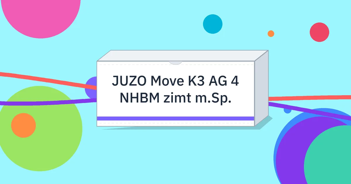 Symbolbild: Packung mit der Aufschrift JUZO Move K3 AG 4 NHBM zimt m.Sp. (PZN 18574747) – Verfügbarkeit und Bezug in Apotheken in Frankfurt am Main