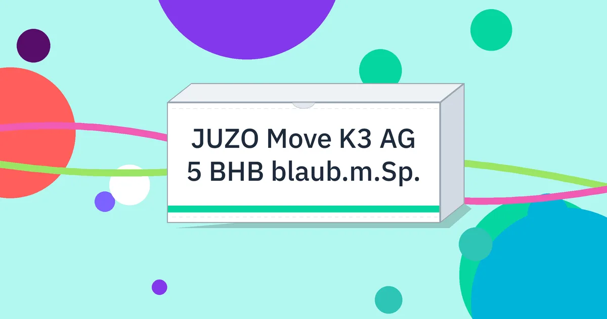 Symbolbild: Packung mit der Aufschrift JUZO Move K3 AG 5 BHB blaub.m.Sp. (PZN 18587448) – Verfügbarkeit und Bezug in Apotheken in Frankfurt am Main