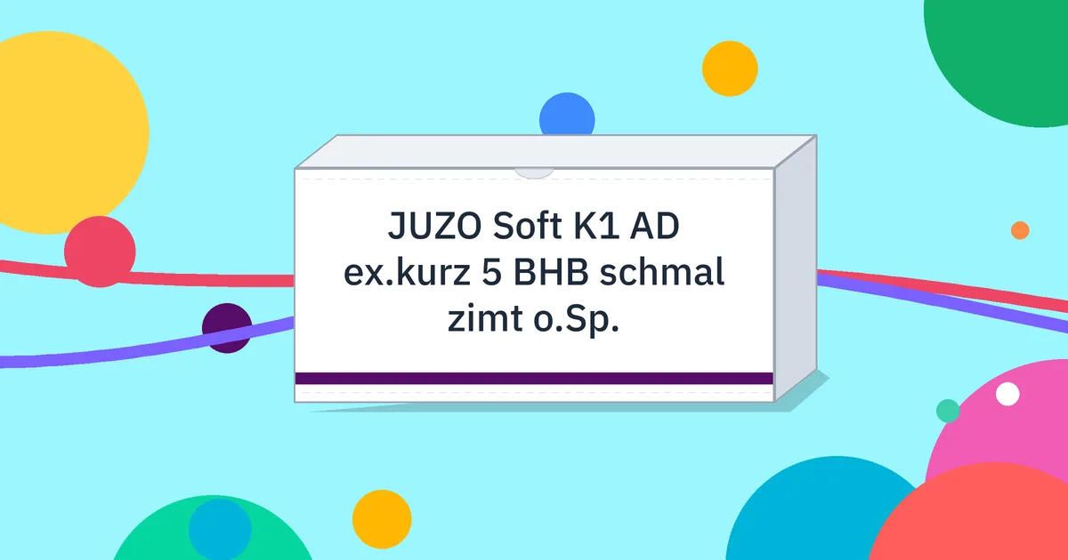 Symbolbild: Packung mit der Aufschrift JUZO Soft K1 AD ex.kurz 5 BHB schmal zimt o.Sp. (PZN 15464283) – Verfügbarkeit und Bezug in Apotheken in Frankfurt am Main