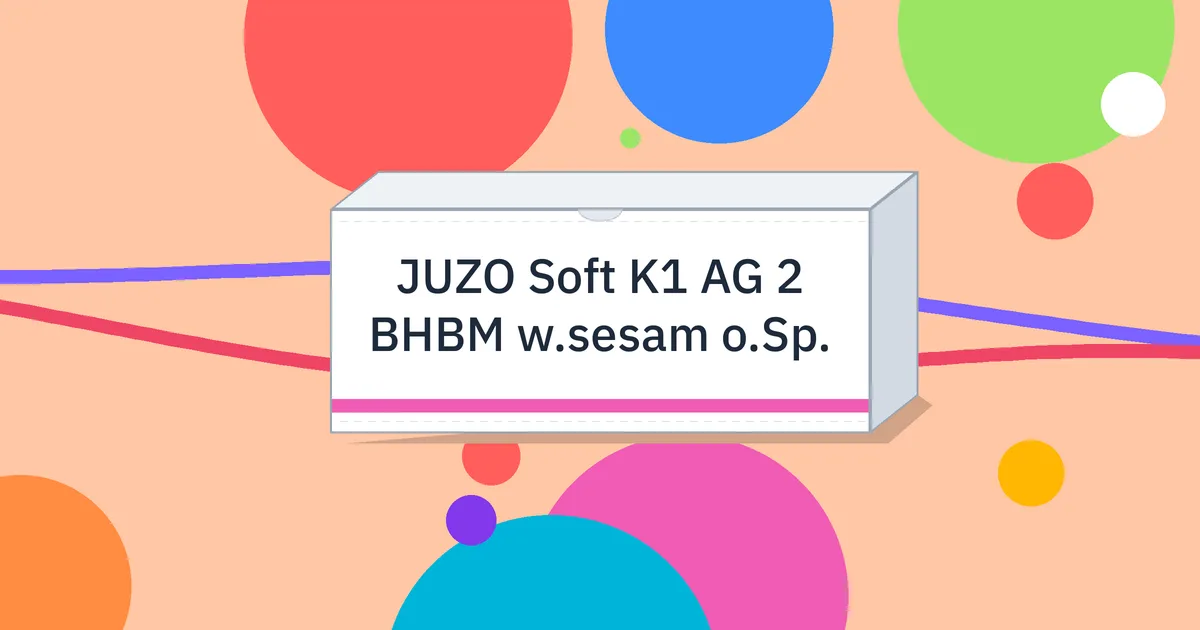 Symbolbild: Packung mit der Aufschrift JUZO Soft K1 AG 2 BHBM w.sesam o.Sp. (PZN 14864833) – Verfügbarkeit und Bezug in Apotheken in Frankfurt am Main