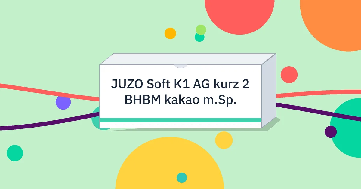 Symbolbild: Packung mit der Aufschrift JUZO Soft K1 AG kurz 2 BHBM kakao m.Sp. (PZN 14855981) – Verfügbarkeit und Bezug in Apotheken in Frankfurt am Main