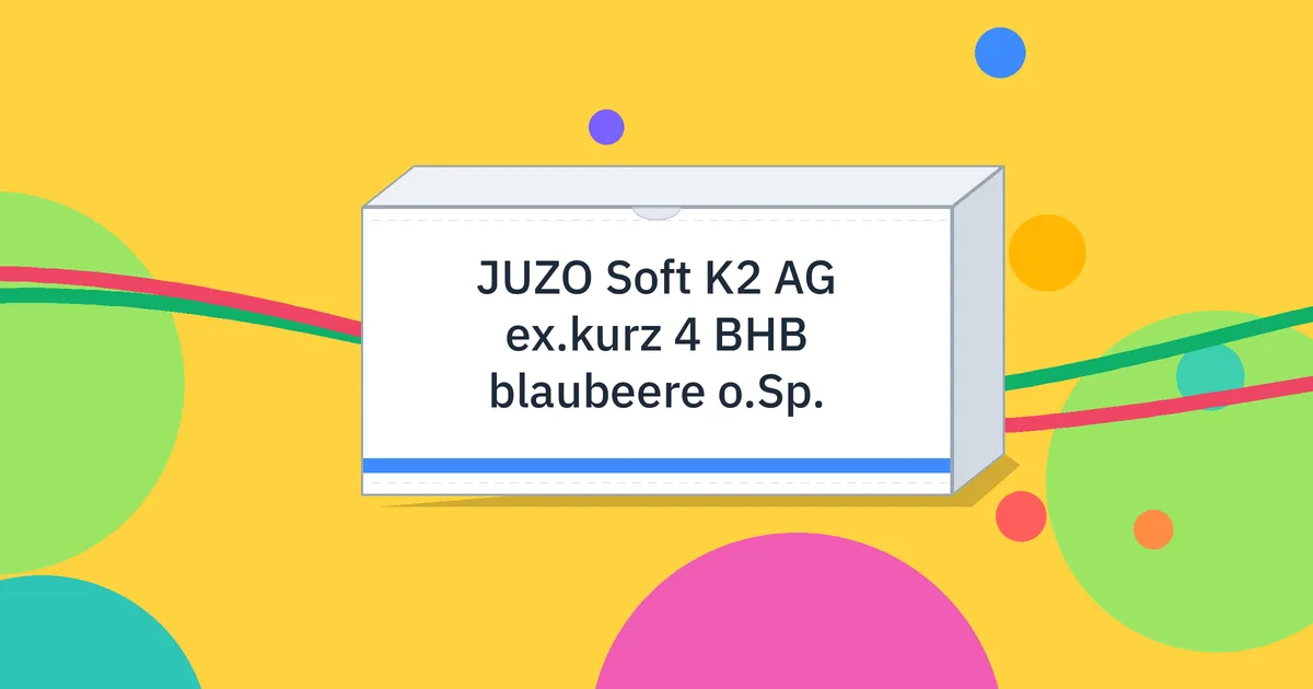 Symbolbild: Packung mit der Aufschrift JUZO Soft K2 AG ex.kurz 4 BHB blaubeere o.Sp. (PZN 14828292) – Verfügbarkeit und Bezug in Apotheken in Frankfurt am Main