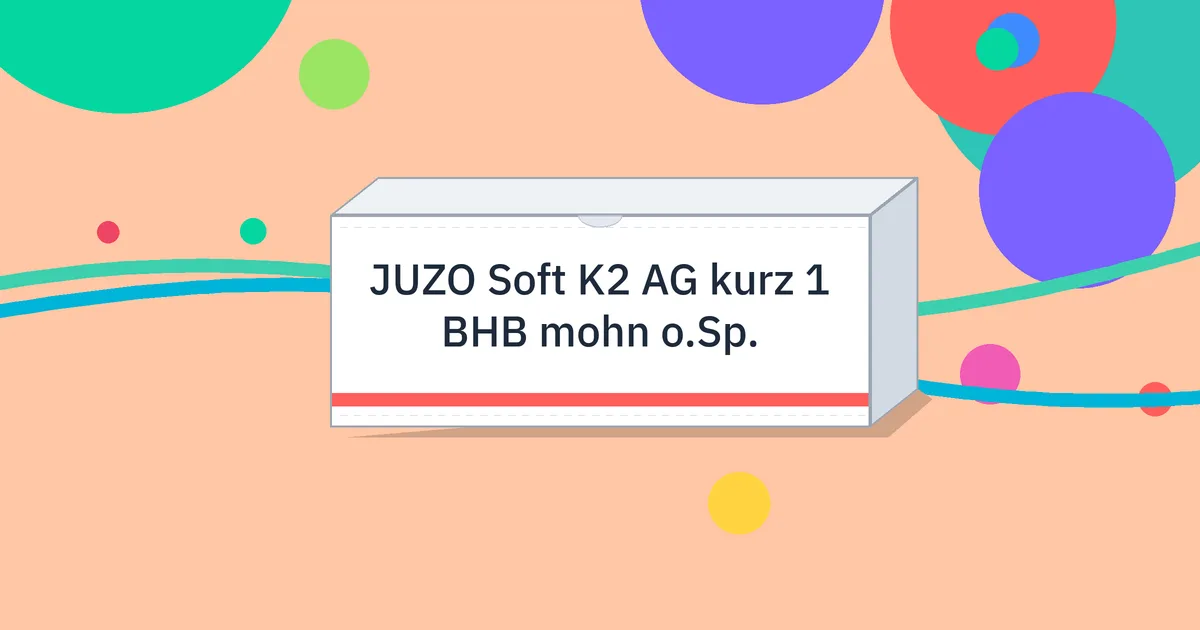 Symbolbild: Packung mit der Aufschrift JUZO Soft K2 AG kurz 1 BHB mohn o.Sp. (PZN 14827074) – Verfügbarkeit und Bezug in Apotheken in Frankfurt am Main