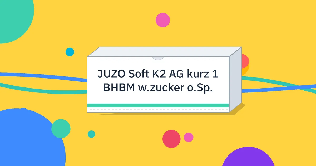 Symbolbild: Packung mit der Aufschrift JUZO Soft K2 AG kurz 1 BHBM w.zucker o.Sp. (PZN 14869196) – Verfügbarkeit und Bezug in Apotheken in Frankfurt am Main