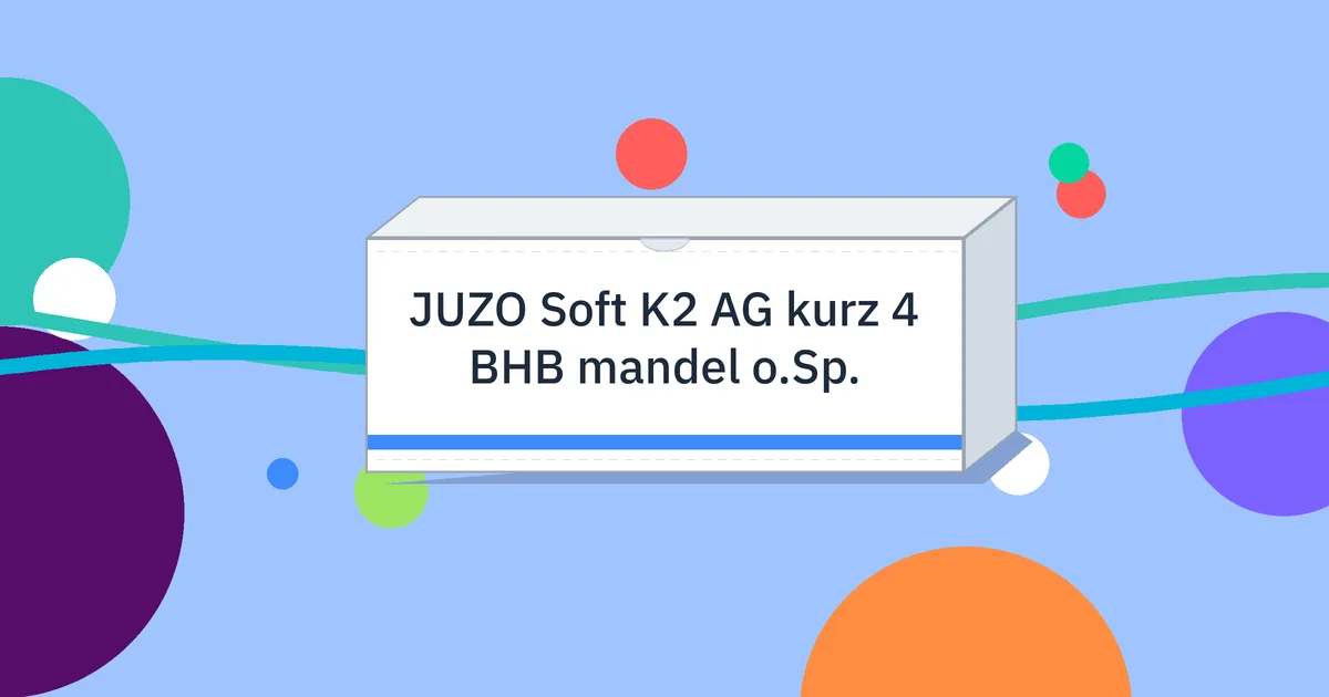 Symbolbild: Packung mit der Aufschrift JUZO Soft K2 AG kurz 4 BHB mandel o.Sp. (PZN 14827022) – Verfügbarkeit und Bezug in Apotheken in Frankfurt am Main