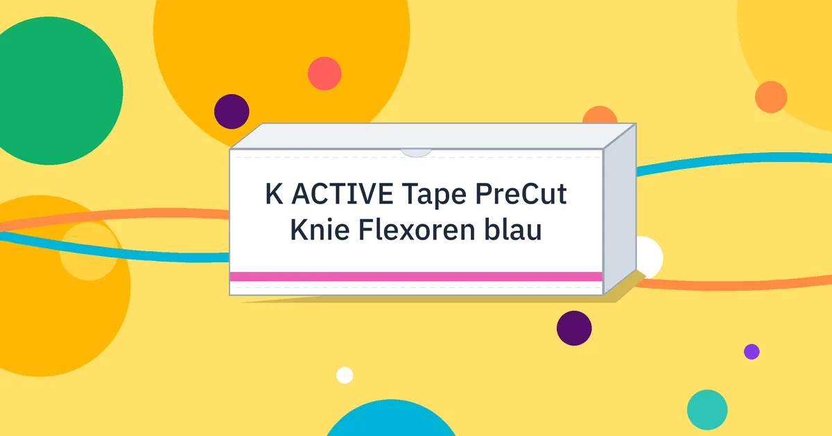 Symbolbild: Packung mit der Aufschrift K ACTIVE Tape PreCut Knie Flexoren blau (PZN 06936547) – Verfügbarkeit und Bezug in Apotheken in Frankfurt am Main