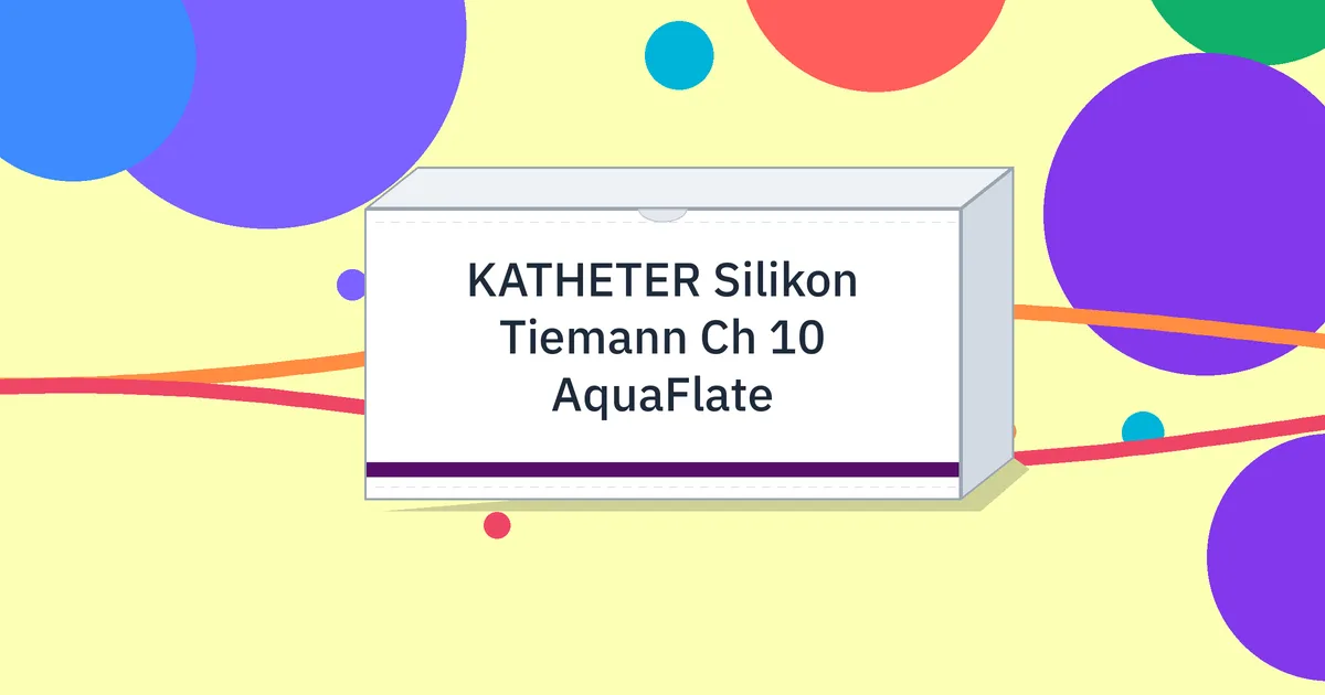 Symbolbild: Packung mit der Aufschrift KATHETER Silikon Tiemann Ch 10 AquaFlate (PZN 01673184) – Verfügbarkeit und Bezug in Apotheken in Frankfurt am Main