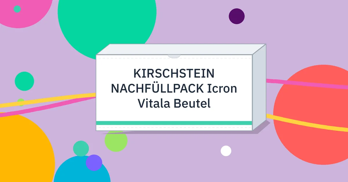 Symbolbild: Packung mit der Aufschrift KIRSCHSTEIN NACHFÜLLPACK Icron Vitala Beutel (PZN 03670149) – Verfügbarkeit und Bezug in Apotheken in Frankfurt am Main