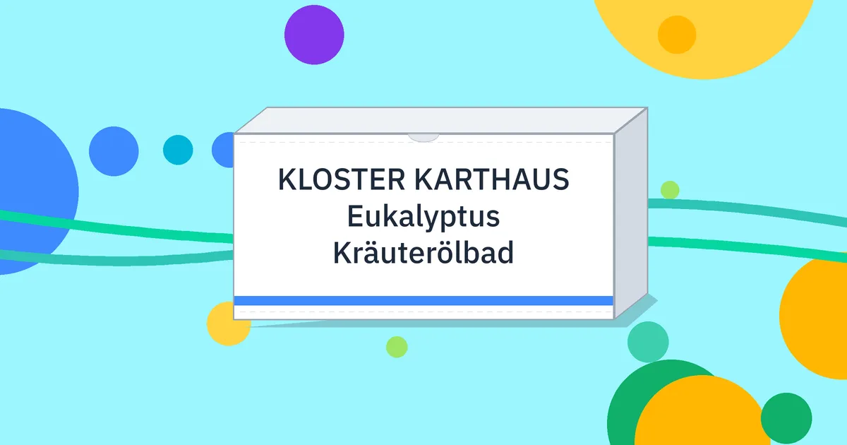 Symbolbild: Packung mit der Aufschrift KLOSTER KARTHAUS Eukalyptus Kräuterölbad (PZN 01528660) – Verfügbarkeit und Bezug in Apotheken in Frankfurt am Main
