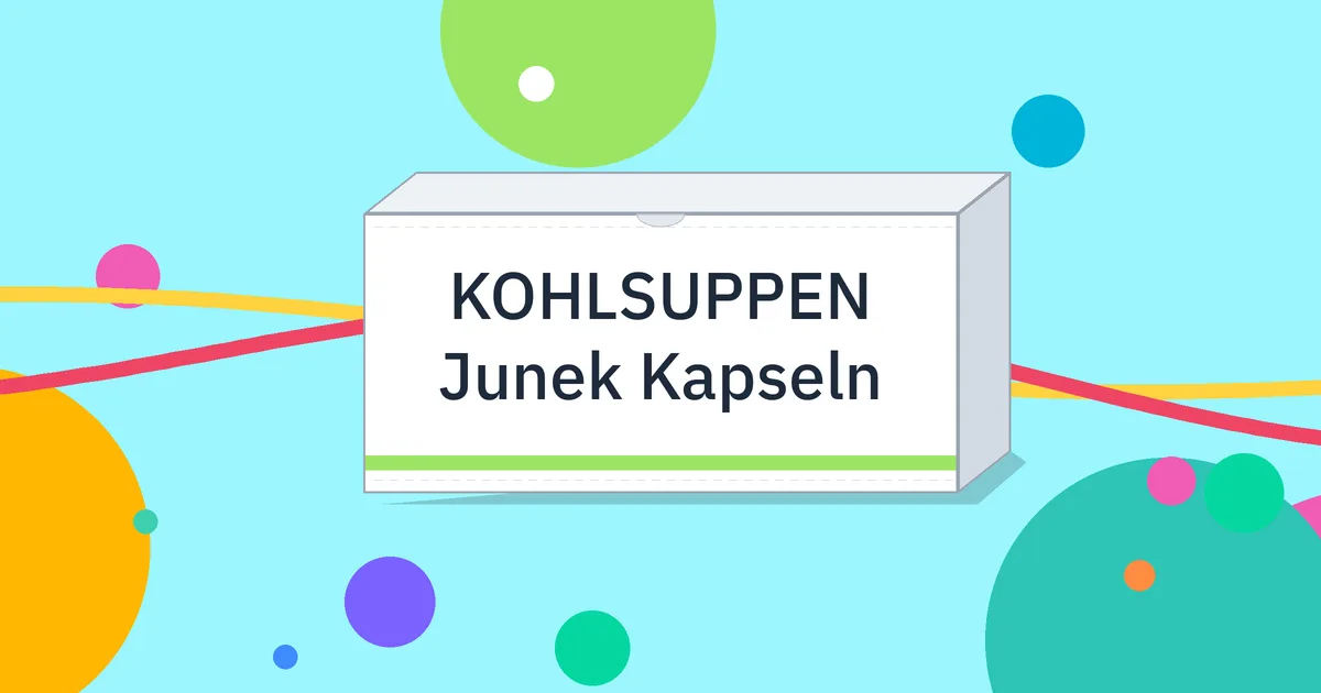 Symbolbild: Packung mit der Aufschrift KOHLSUPPEN Junek Kapseln (PZN 04367192) – Verfügbarkeit und Bezug in Apotheken in Frankfurt am Main