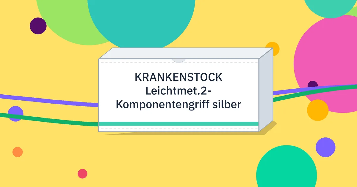 Symbolbild: Packung mit der Aufschrift KRANKENSTOCK Leichtmet.2-Komponentengriff silber (PZN 04391931) – Verfügbarkeit und Bezug in Apotheken in Frankfurt am Main