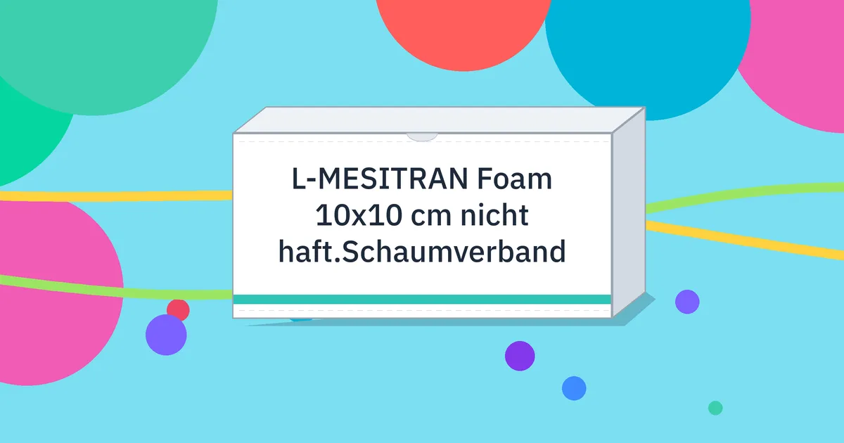 Symbolbild: Packung mit der Aufschrift L-MESITRAN Foam 10x10 cm nicht haft.Schaumverband (PZN 18713574) – Verfügbarkeit und Bezug in Apotheken in Frankfurt am Main