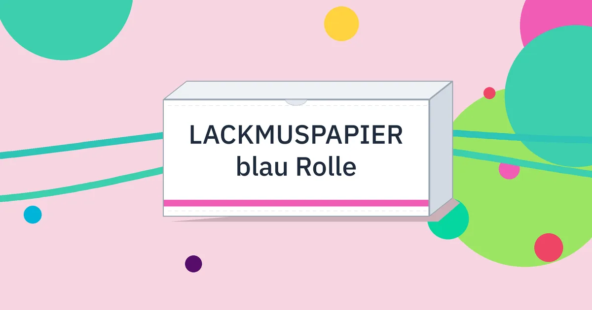 Symbolbild: Packung mit der Aufschrift LACKMUSPAPIER blau Rolle (PZN 02664738) – Verfügbarkeit und Bezug in Apotheken in Frankfurt am Main