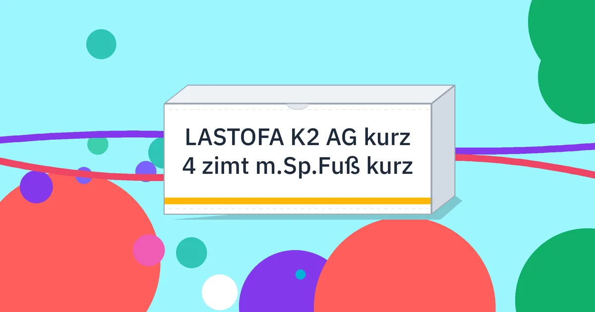 Symbolbild: Packung mit der Aufschrift LASTOFA K2 AG kurz 4 zimt m.Sp.Fuß kurz (PZN 13805194) – Verfügbarkeit und Bezug in Apotheken in Frankfurt am Main
