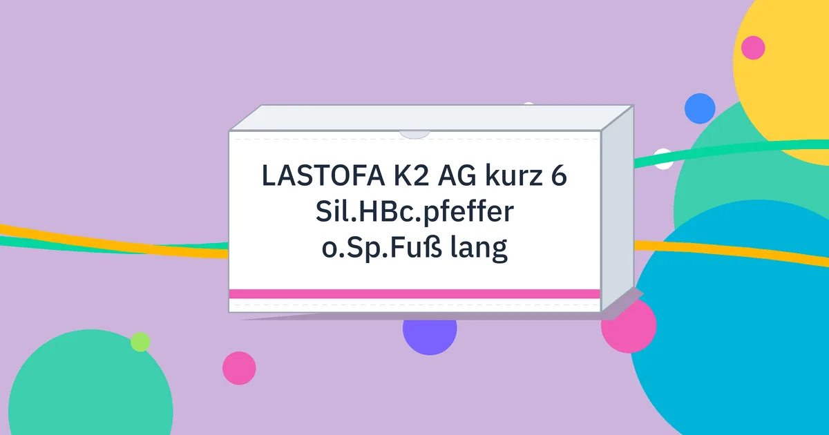 Symbolbild: Packung mit der Aufschrift LASTOFA K2 AG kurz 6 Sil.HBc.pfeffer o.Sp.Fuß lang (PZN 14150588) – Verfügbarkeit und Bezug in Apotheken in Frankfurt am Main