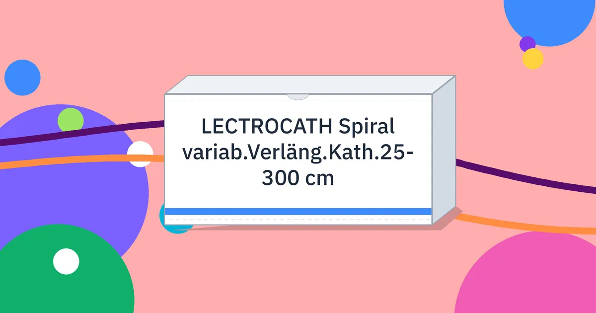Symbolbild: Packung mit der Aufschrift LECTROCATH Spiral variab.Verläng.Kath.25-300 cm (PZN 00965915) – Verfügbarkeit und Bezug in Apotheken in Frankfurt am Main