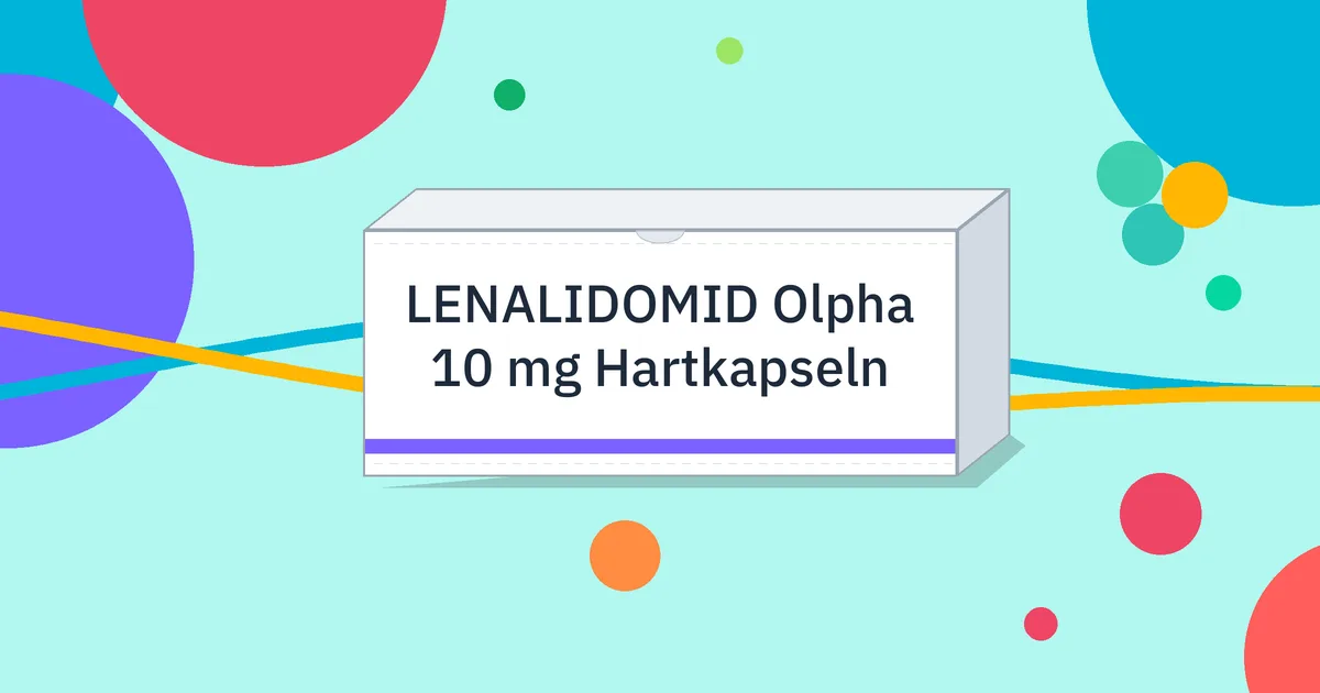 Symbolbild: Packung mit der Aufschrift LENALIDOMID Olpha 10 mg Hartkapseln (PZN 20021688) – Verfügbarkeit und Bezug in Apotheken in Frankfurt am Main