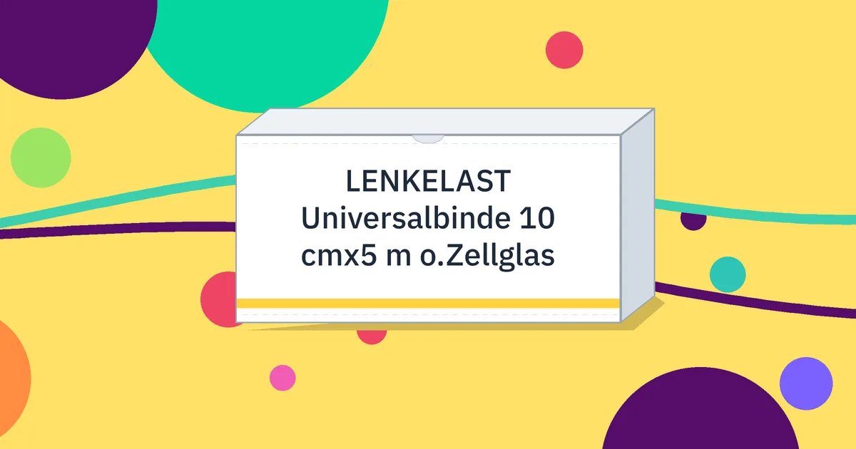 Symbolbild: Packung mit der Aufschrift LENKELAST Universalbinde 10 cmx5 m o.Zellglas (PZN 18241827) – Verfügbarkeit und Bezug in Apotheken in Frankfurt am Main